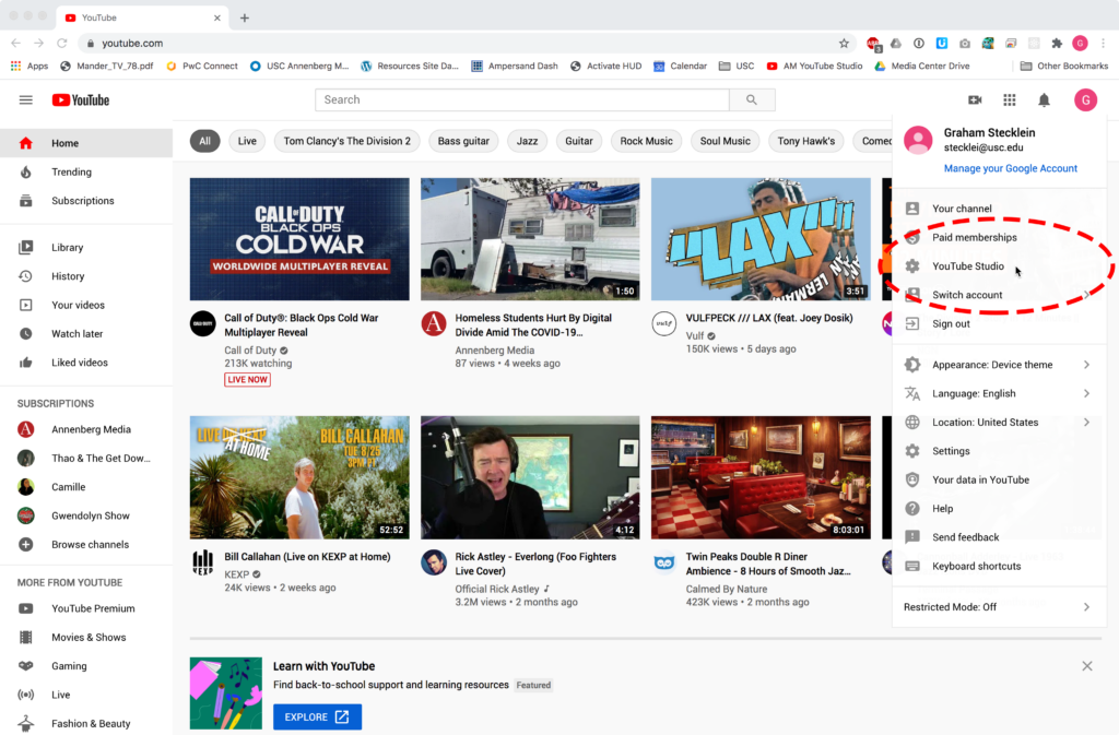 Managing Annenberg Media’s YouTube channel via your USC email | USC ...
